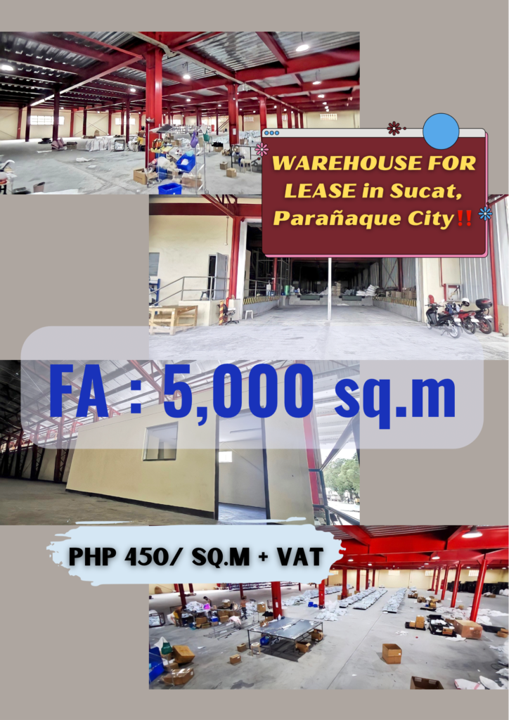 WAREHOUSE FOR LEASE in Sucat, Parañaque City with 5k sq.m‼️ | MoveInTheCity